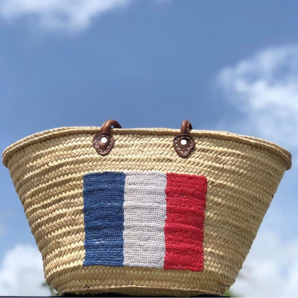 Bags | French Flag Natural Straw Beach Tote | Poshmark